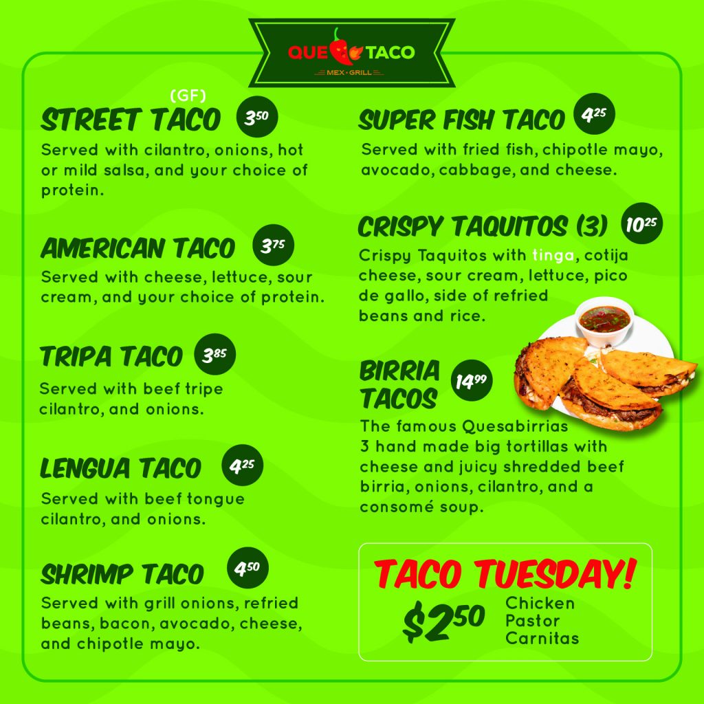 Burnsville – Que Taco Mex Grill | Mexican Restaurant