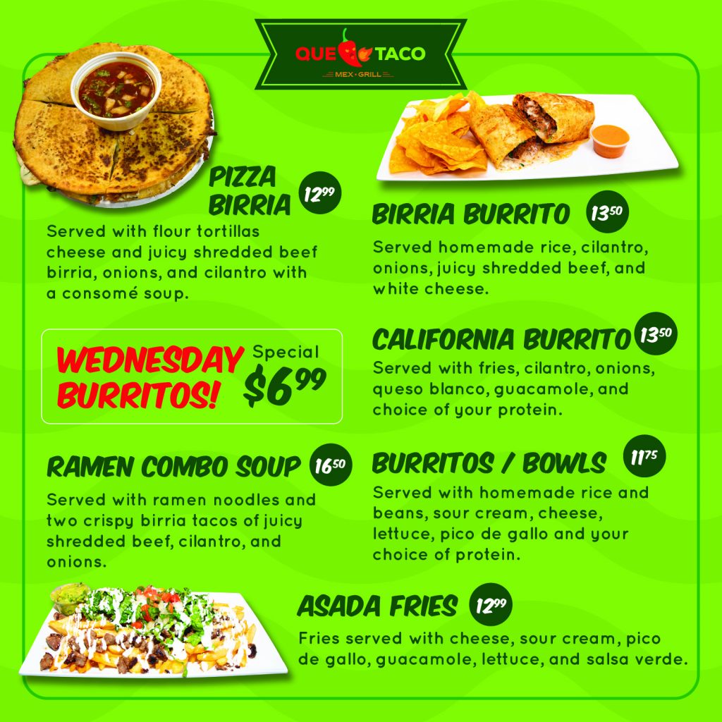 Burnsville – Que Taco Mex Grill | Mexican Restaurant